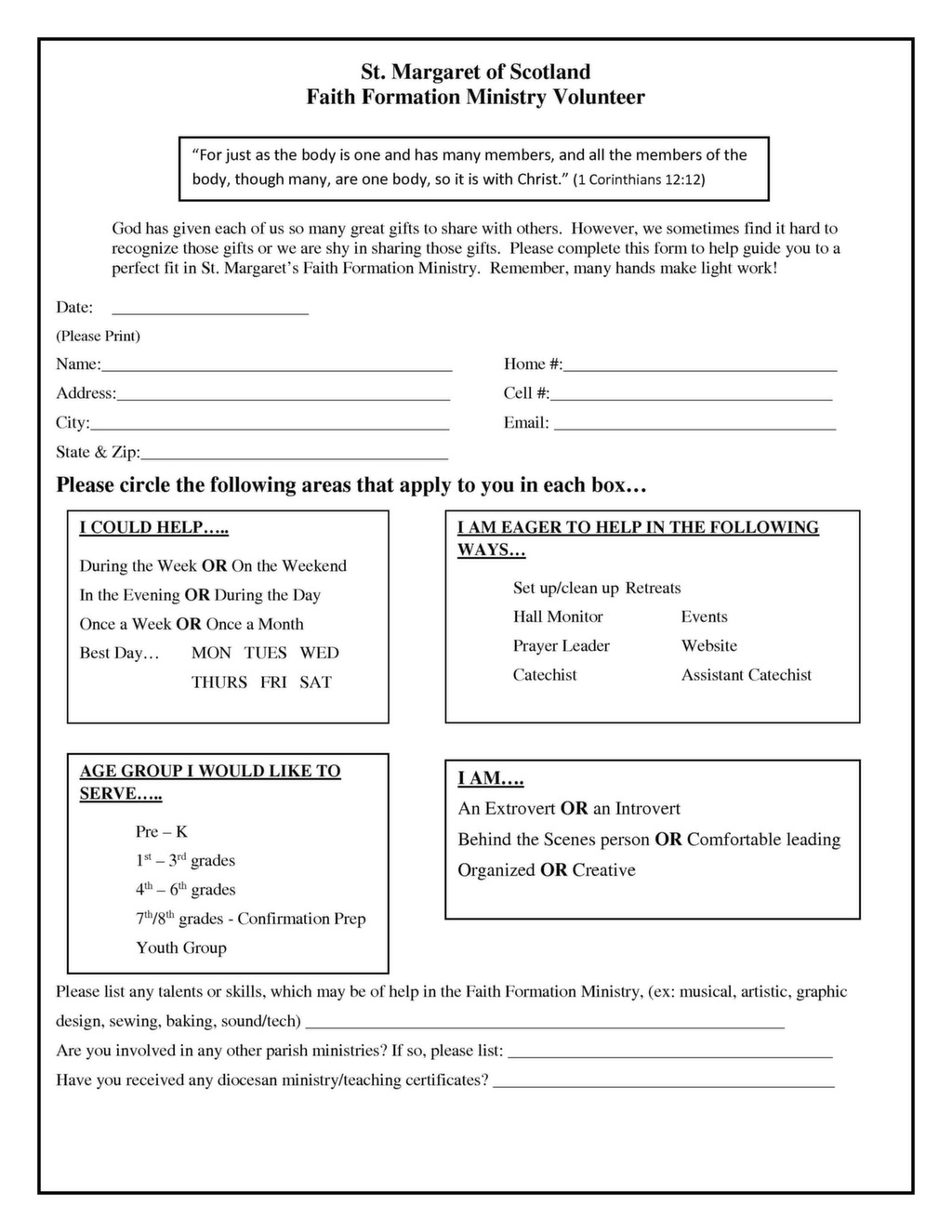 Faith Formation Volunteer Information | St. Margaret of Scotland R.C ...